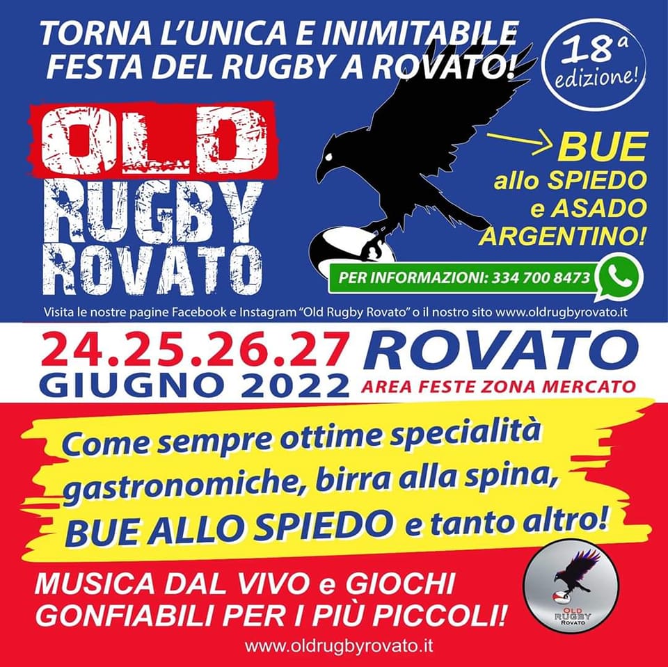 Rovato, dal 24 al 27 giugno torna la festa degli Old Rugby - Rovato.it Rovato, dal 24 al 27 giugno torna la festa degli Old Rugby - Rovato.it